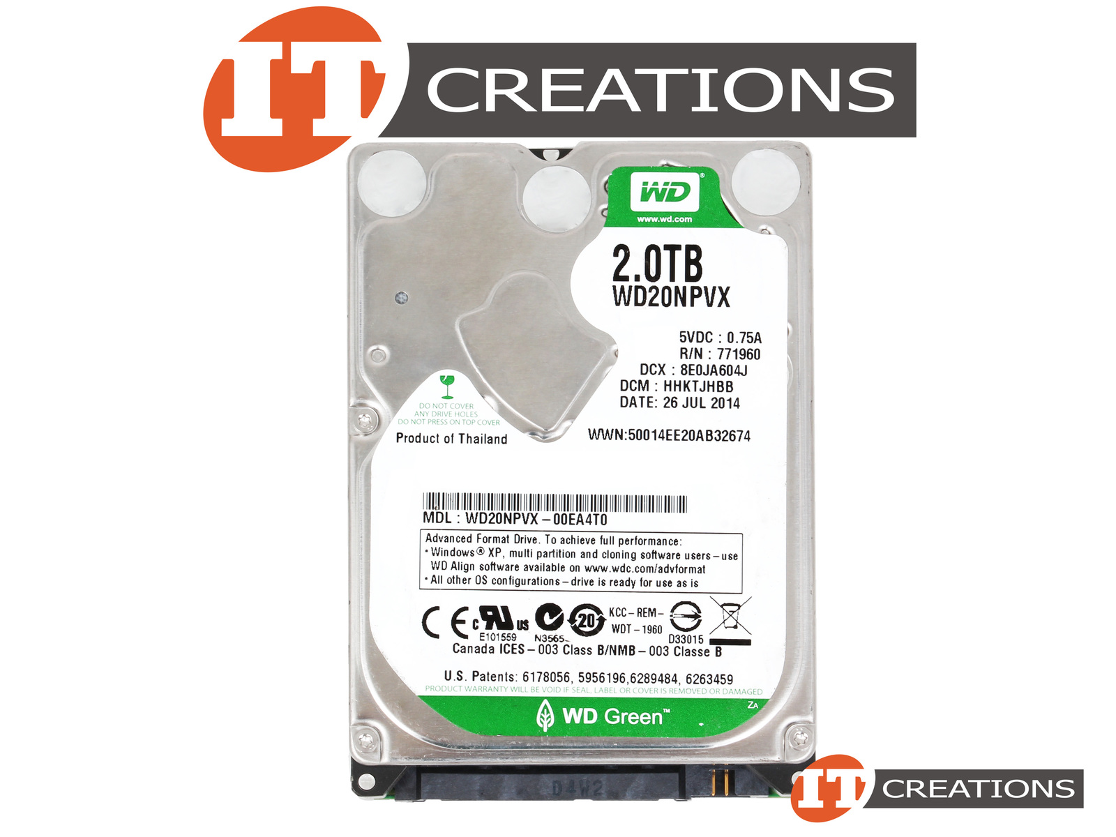 WD20NPVX-00EA4T0 - Used - WESTERN DIGITAL 2.0TB 5.4K RPM SATA III 3.5 ...