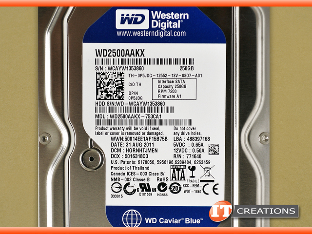 WD2500AAKX-753CA1-DELL DELL / WESTERN DIGITAL 250GB 7.2K RPM SATA 3.5 ...