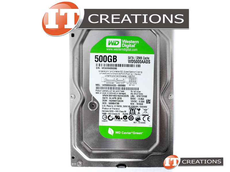 WD5000AADS - Used - WESTERN DIGITAL 500GB INTELLIPOWER SATA 3.5 INCH LARGE FORM FACTOR LFF WD ...