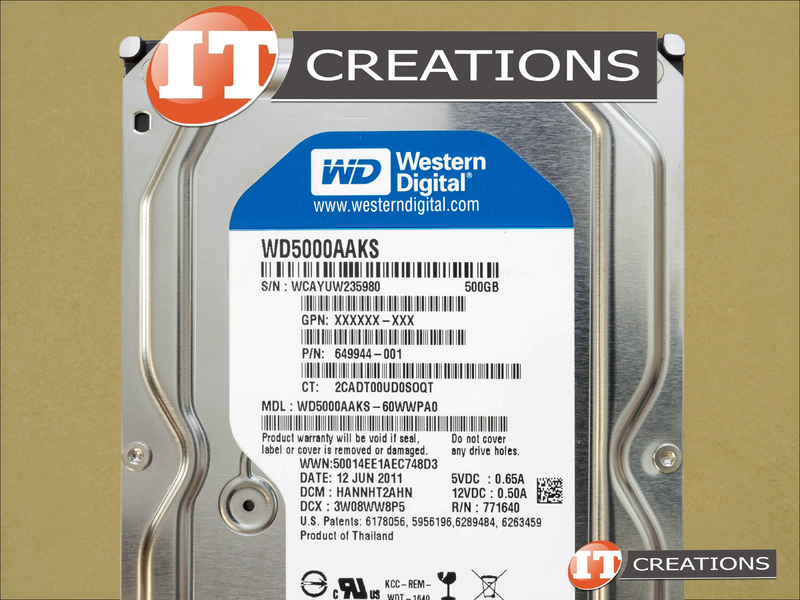 WD5000AAKS-60WWPA0-HP - New Other - HP / WESTERN DIGITAL 500GB 7.2K RPM SATA II 3.5 INCH LARGE ...