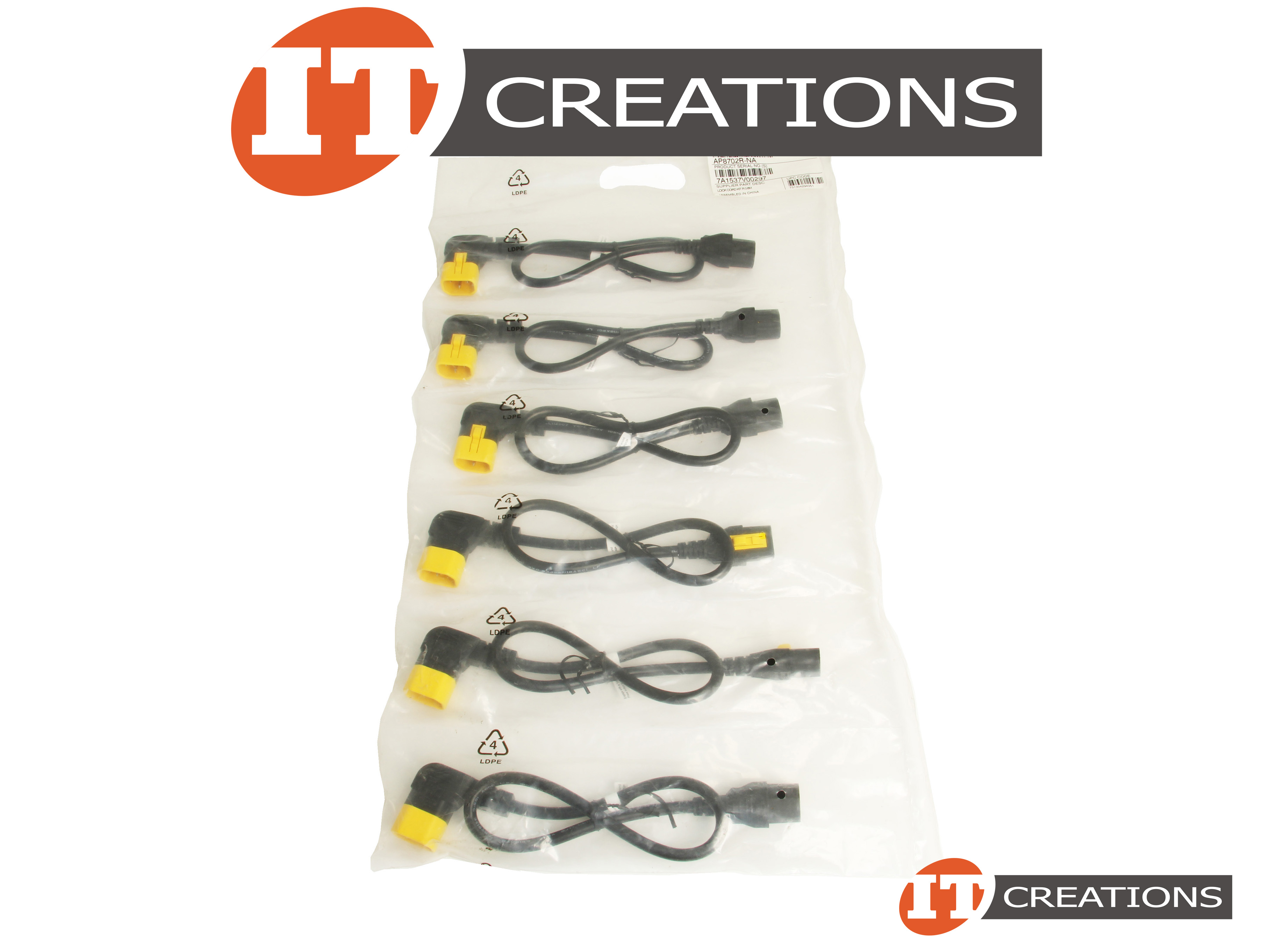 AP8702R-NA-NEW - New - APC Power Cord KIT X6 Locking C13 C14 90 Degree ...