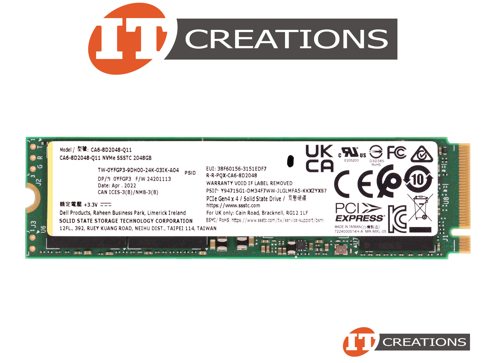 CA6-8D2048-Q11-DELL - Refurbished - DELL / Ssstc 2TB PCIE Gen4 X4 NVME ...