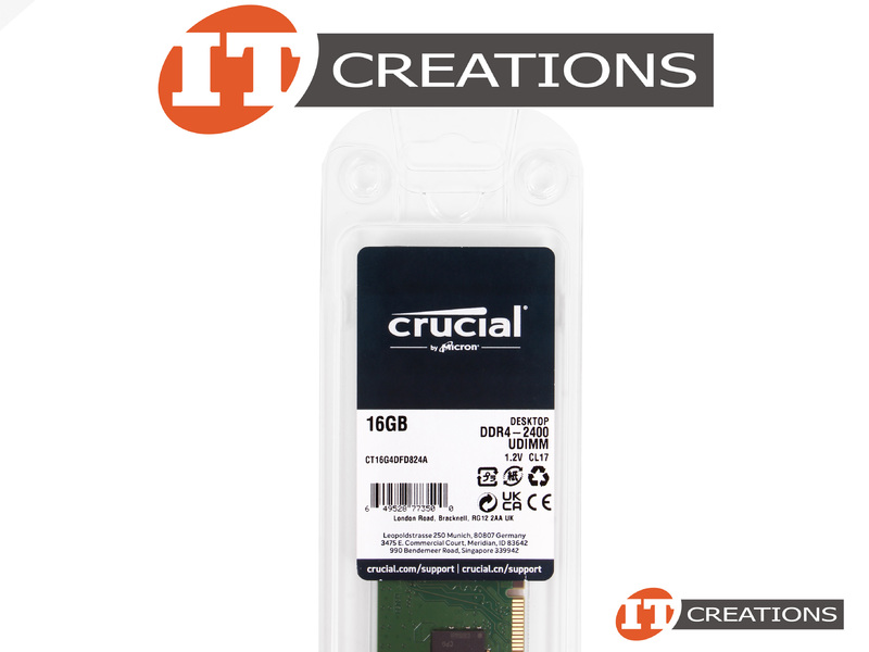 CT16G4DFD824A-NEW - New - Crucial BY Micron 16GB PC4-19200 DDR4-2400 Unbuffered NON ECC 2rx8 ...