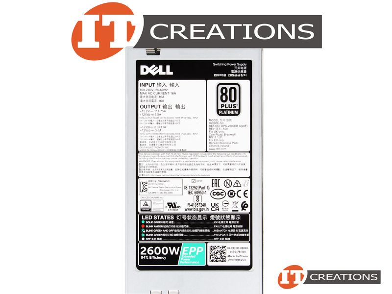 D2600E-S0-DELL DELL Power Supply 2600w Input 100-240v 16A 50-60hz 80 ...