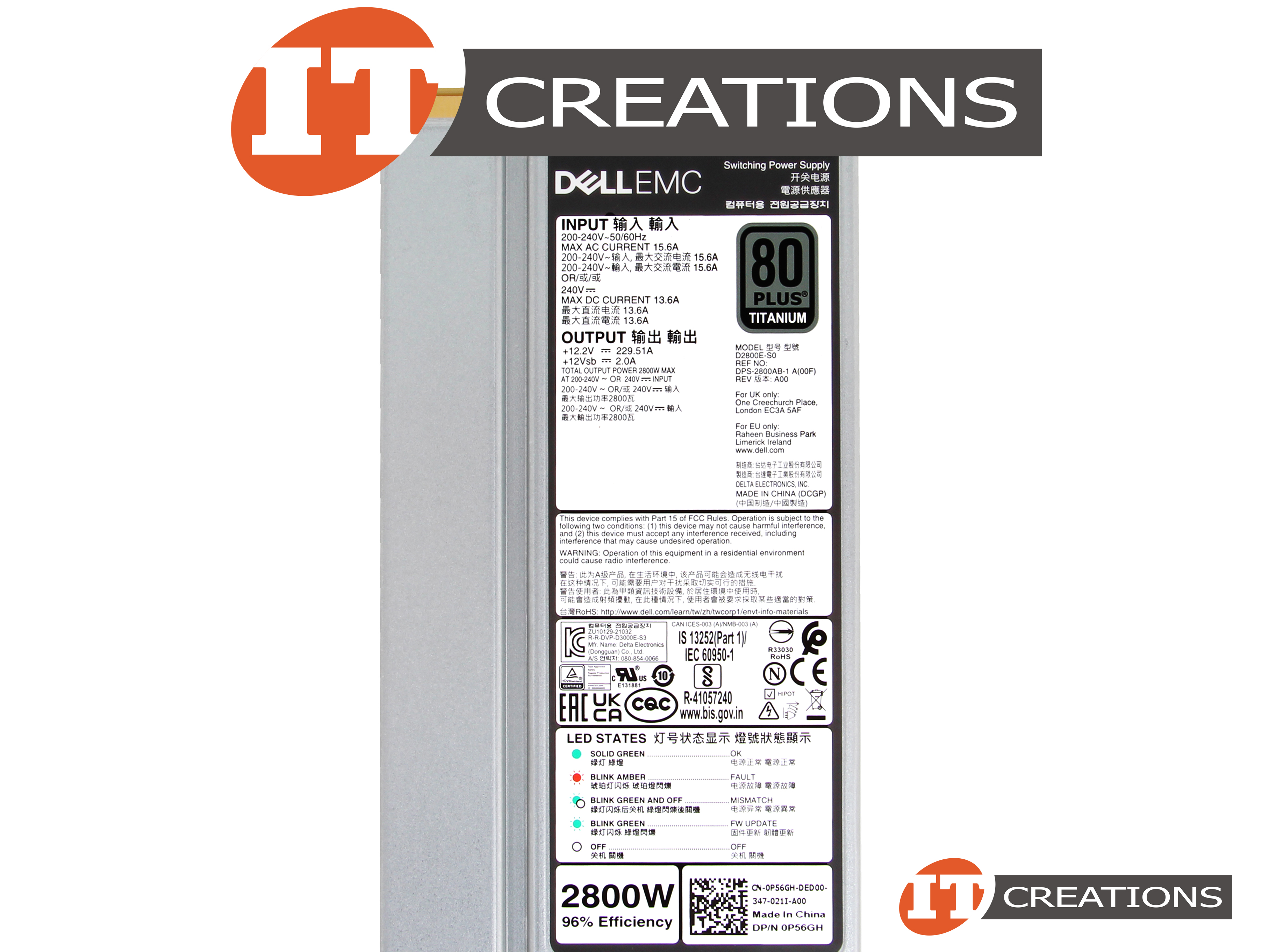 D2800E-S0-DELL DELL Power Supply 2800w Input 200-240v 15.6a 50-60hz 80 ...