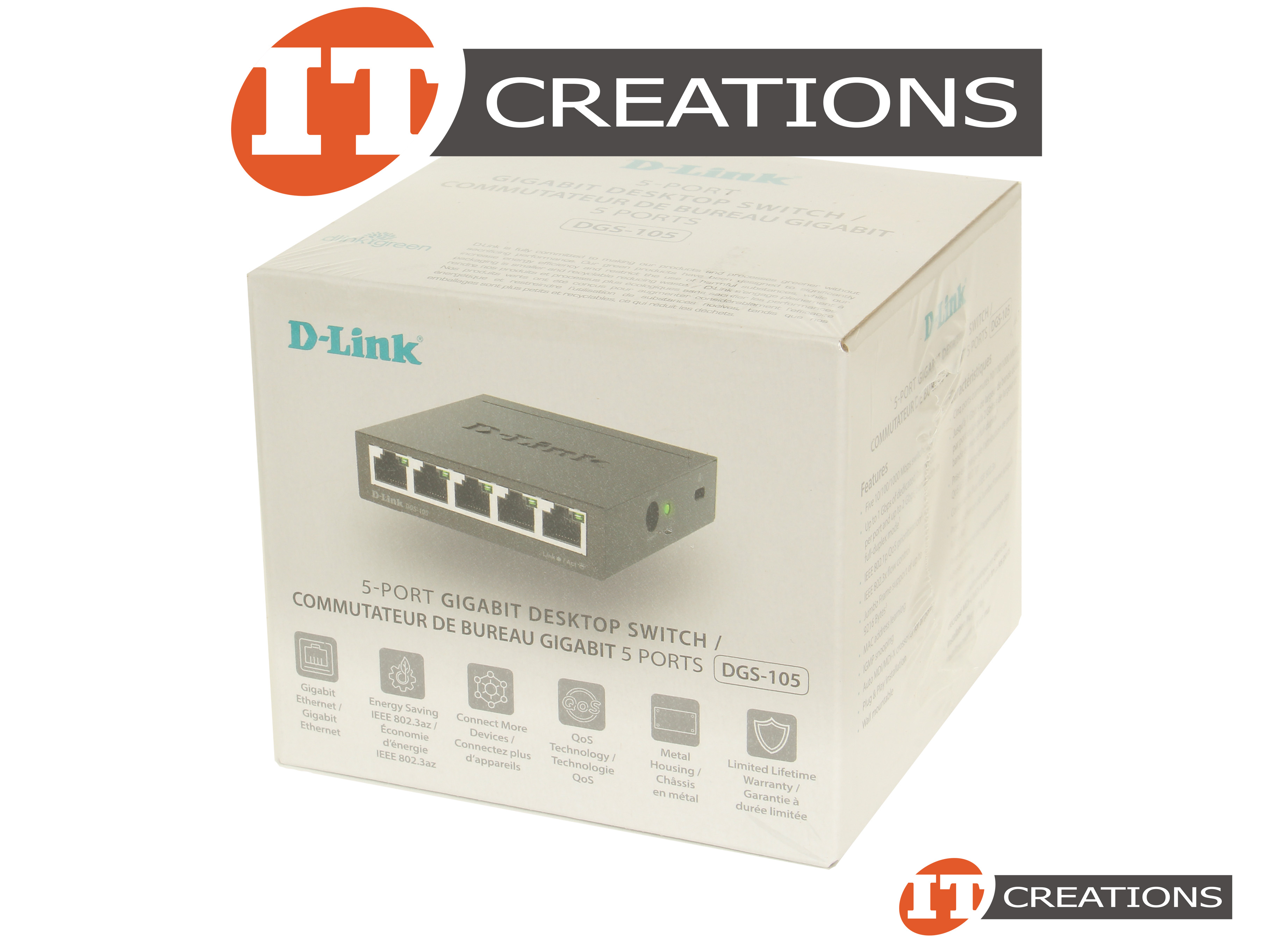 DGS-105-NEW - New - D-Link 5-Port Gigabit Unmanaged Desktop Switch ...