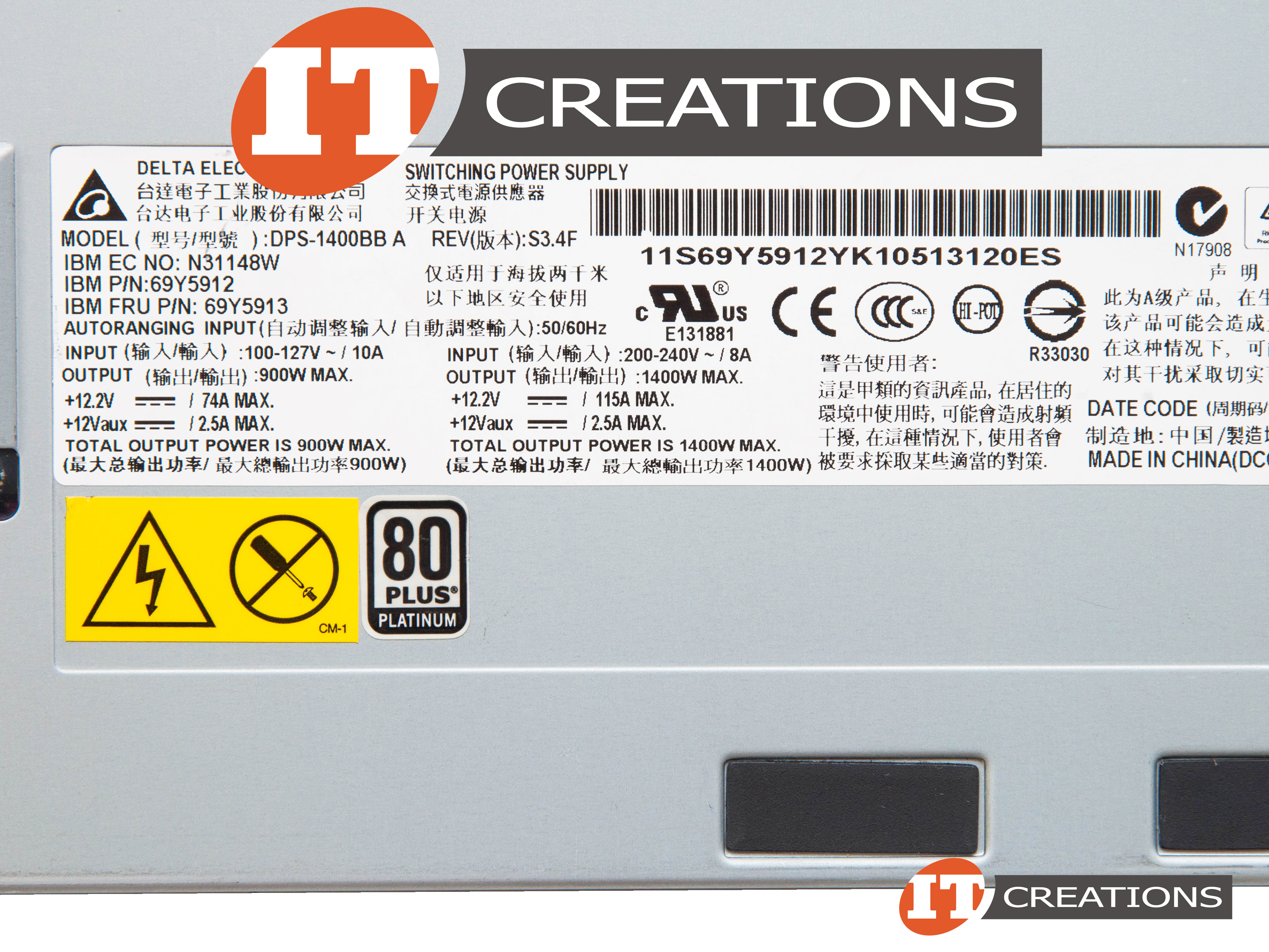 DPS-1400BB-IBM IBM POWER SUPPLY 1400W AC 80 PLUS PLATINUM HOT SWAP FOR ...