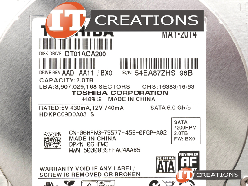 DT01ACA200-DELL - Refurbished - DELL / Toshiba 2TB 7.2k RPM SATA III 3. ...