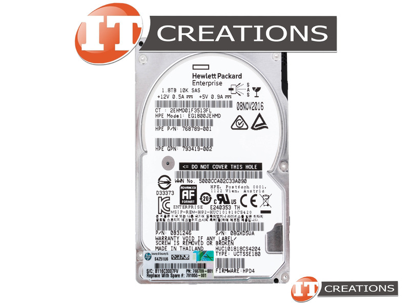 EG1800JEHMD - New Other - HP / Hitachi Global 1.8TB 10K RPM SAS III 2.5 ...