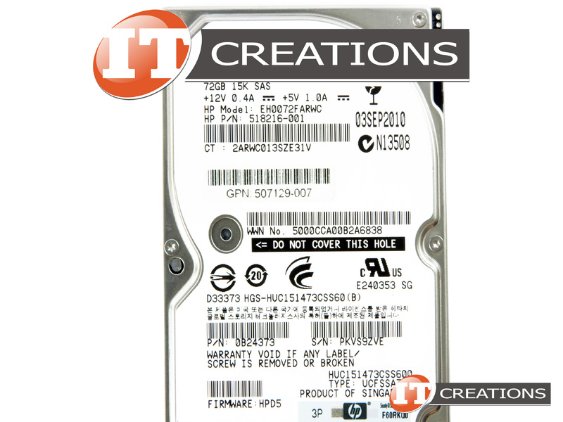 EH0072FARWC HP / HITACHI GLOBAL 72GB 15K RPM SAS 2.5 INCH SMALL FORM ...