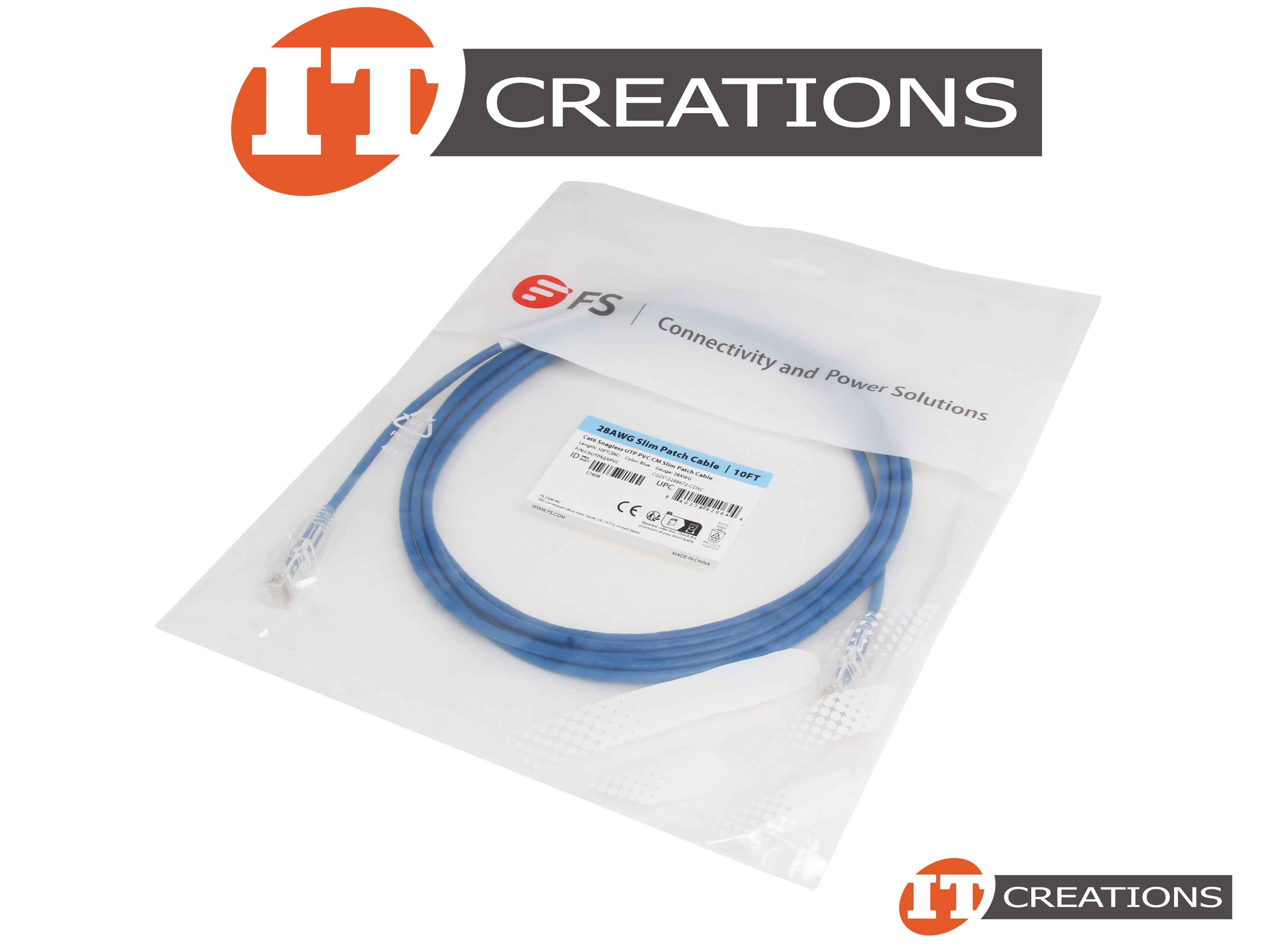 FS 57408 Fiberstore Blue 550mhz Cat6 RJ-45 UTP Snagless Unshielded PVC ...