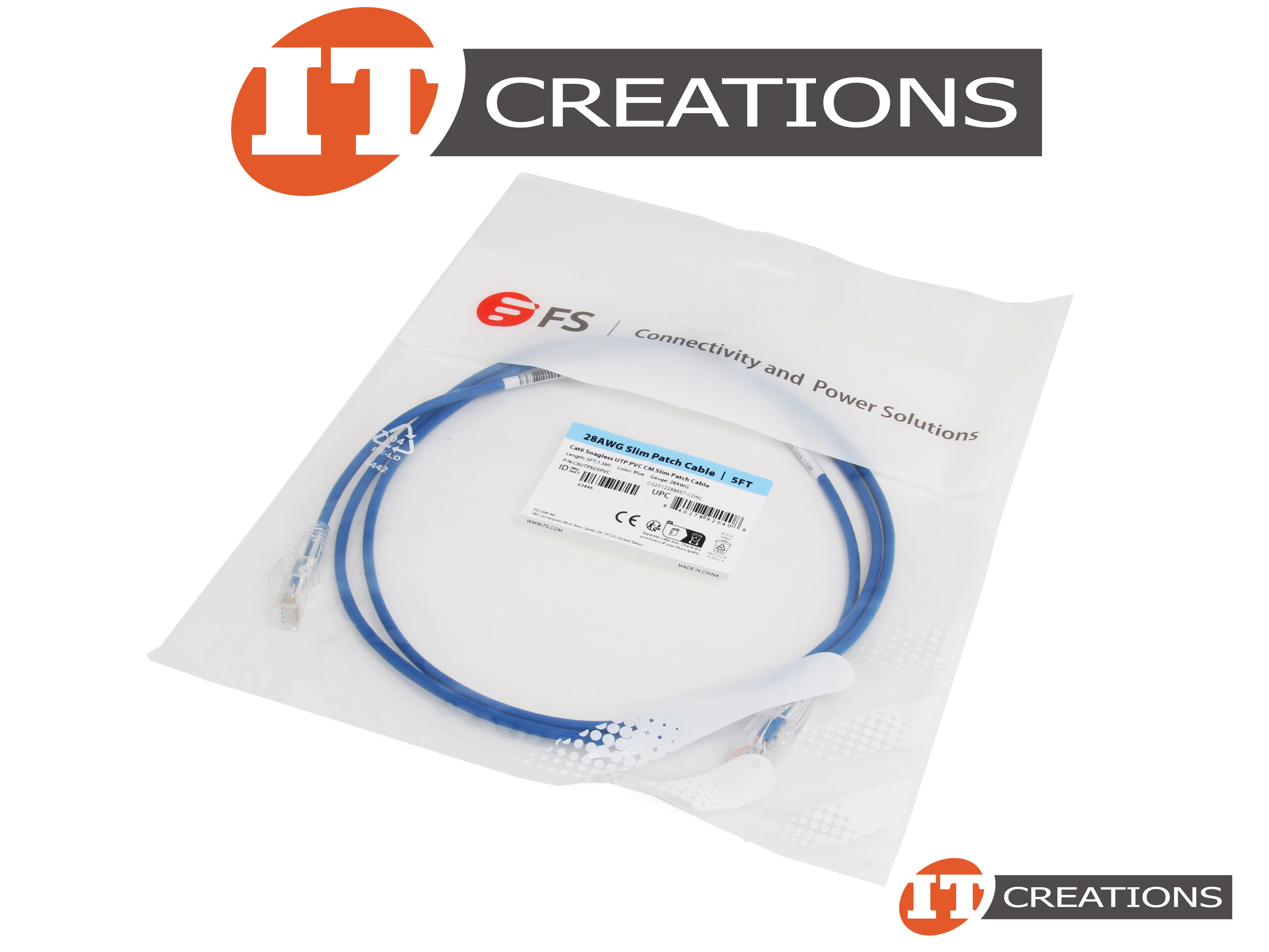 FS 63446 Fiberstore Blue 550mhz Cat6 RJ-45 UTP Snagless Unshielded PVC ...