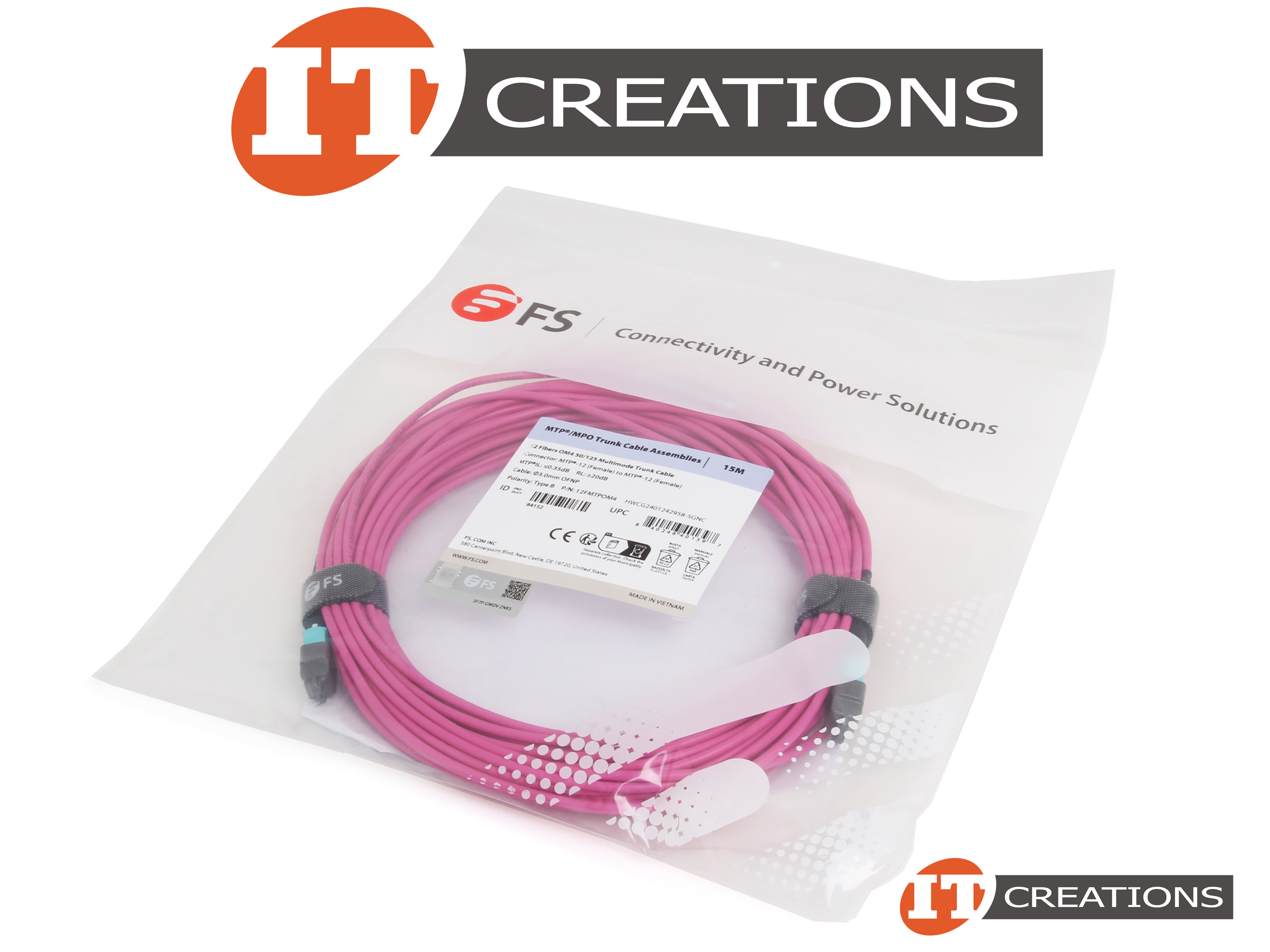 FS 84152 Fiberstore MTP Female 12 Fibers Type B Plenum Ofnp OM4 50 / ...