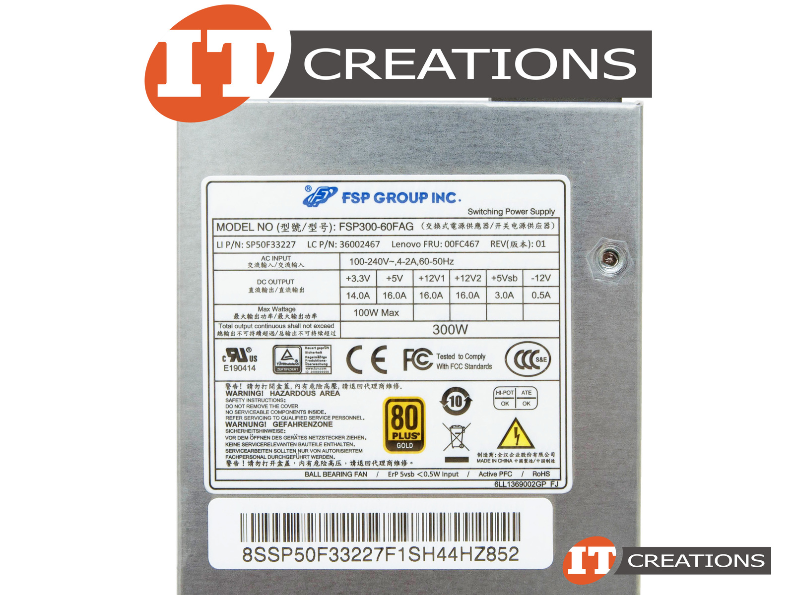 FSP-300-60FAG-LENOVO Lenovo Power Supply 300w Input 100-240v 4-2A 50 ...