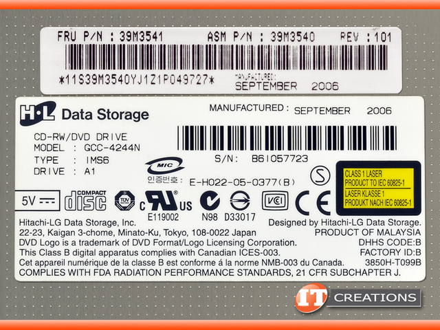 GCC-4244N IBM Optical Drive Internal CD-RW / DVD Slimline Drive For IBM ...