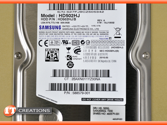 HD502HJ-HP HP 500GB 7.2K RPM SATA 3.5 INCH HARD DRIVE 3GB/S (DUAL LABEL ...