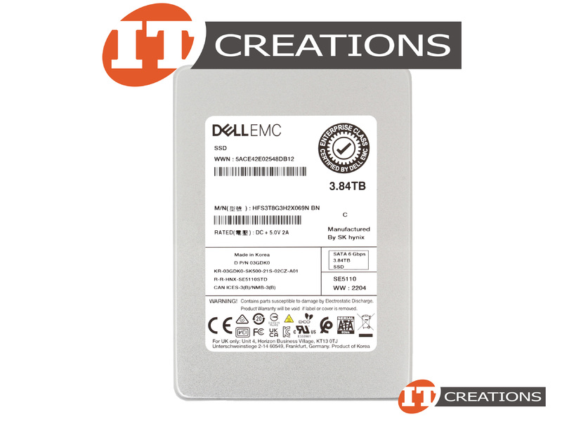 HFS3T8G3H2X069N-DELL - Refurbished - DELL EMC / SK Hynix 3.84TB SATA ...