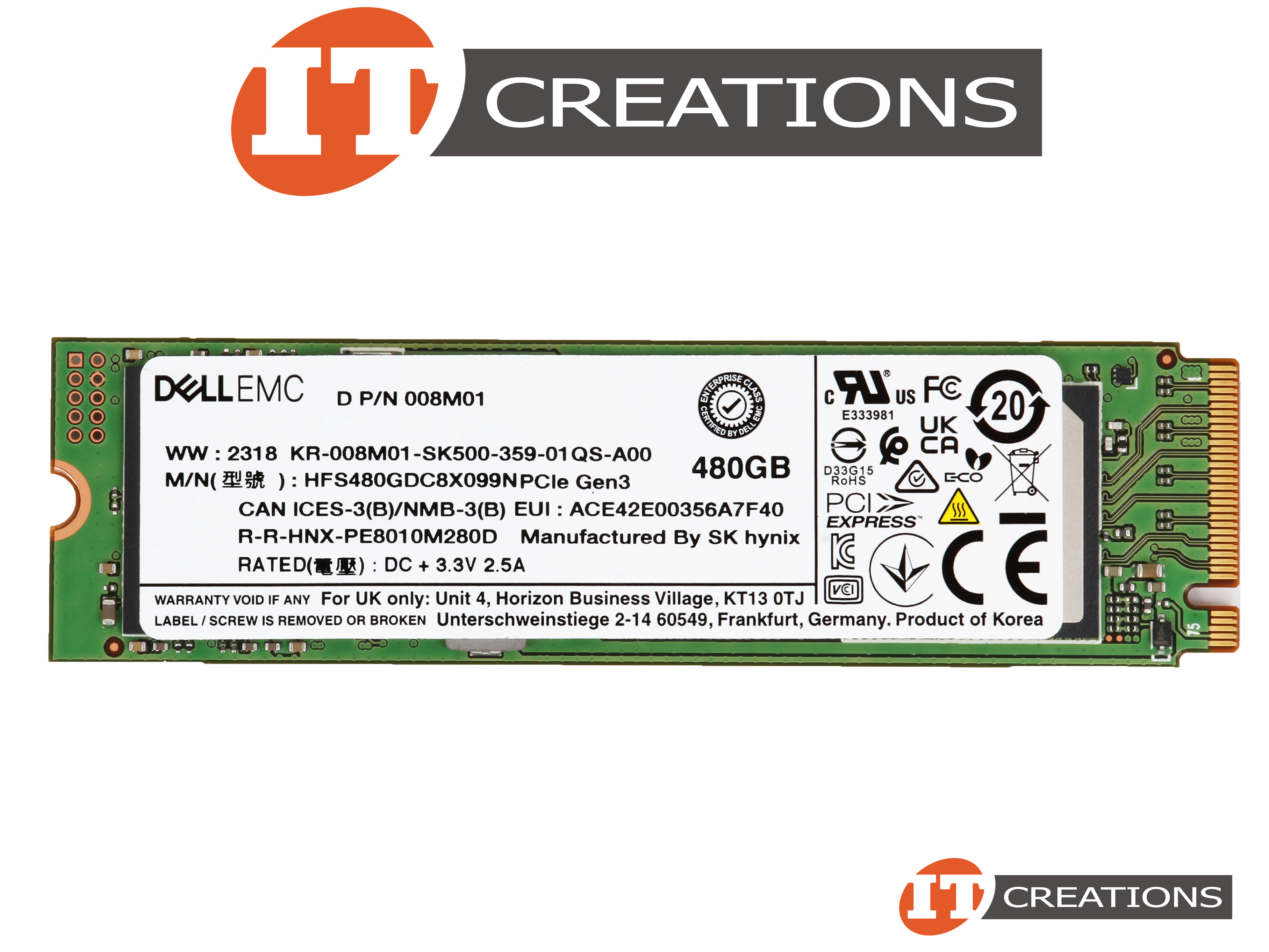 HFS480GDC8X099N-PCIE3-DELL - New Other - DELL EMC / SK Hynix 480GB PCIE ...