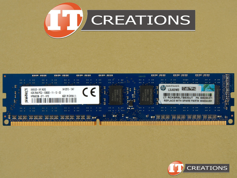 HP669238-071-HYE HP / Kingston 4GB PC3-12800e DDR3-1600 Unbuffered ECC 2rx8 Cl11 240 PIN 1.5v ...