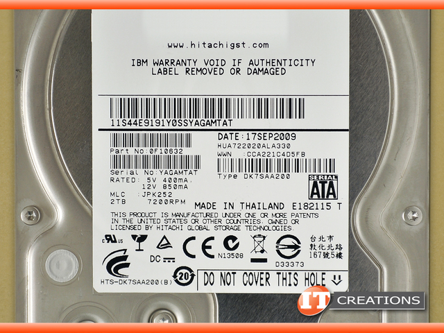 HUA722020ALA330 - Used - Hitachi Global 2TB 7.2k RPM SATA II 3.5 Inch ...