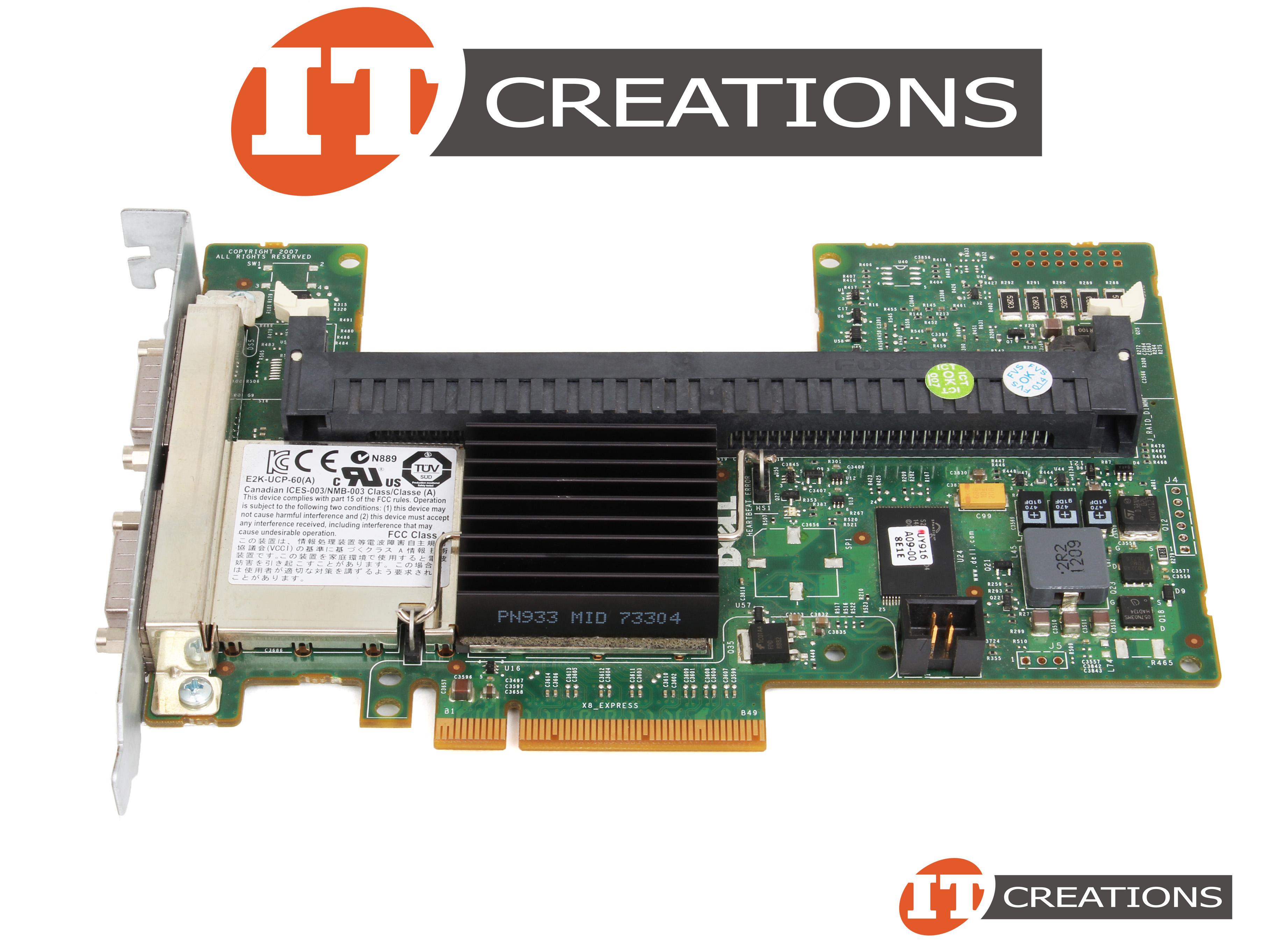 J155F-HIGH P DELL Perc 6/E Adapter 3gb/s SAS Eight Port PCI-E 1.0 X8 ...