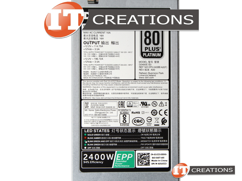 J1CC3 DELL Power Supply 2400w Input 100-240v 16A 50-60hz 80 Plus ...
