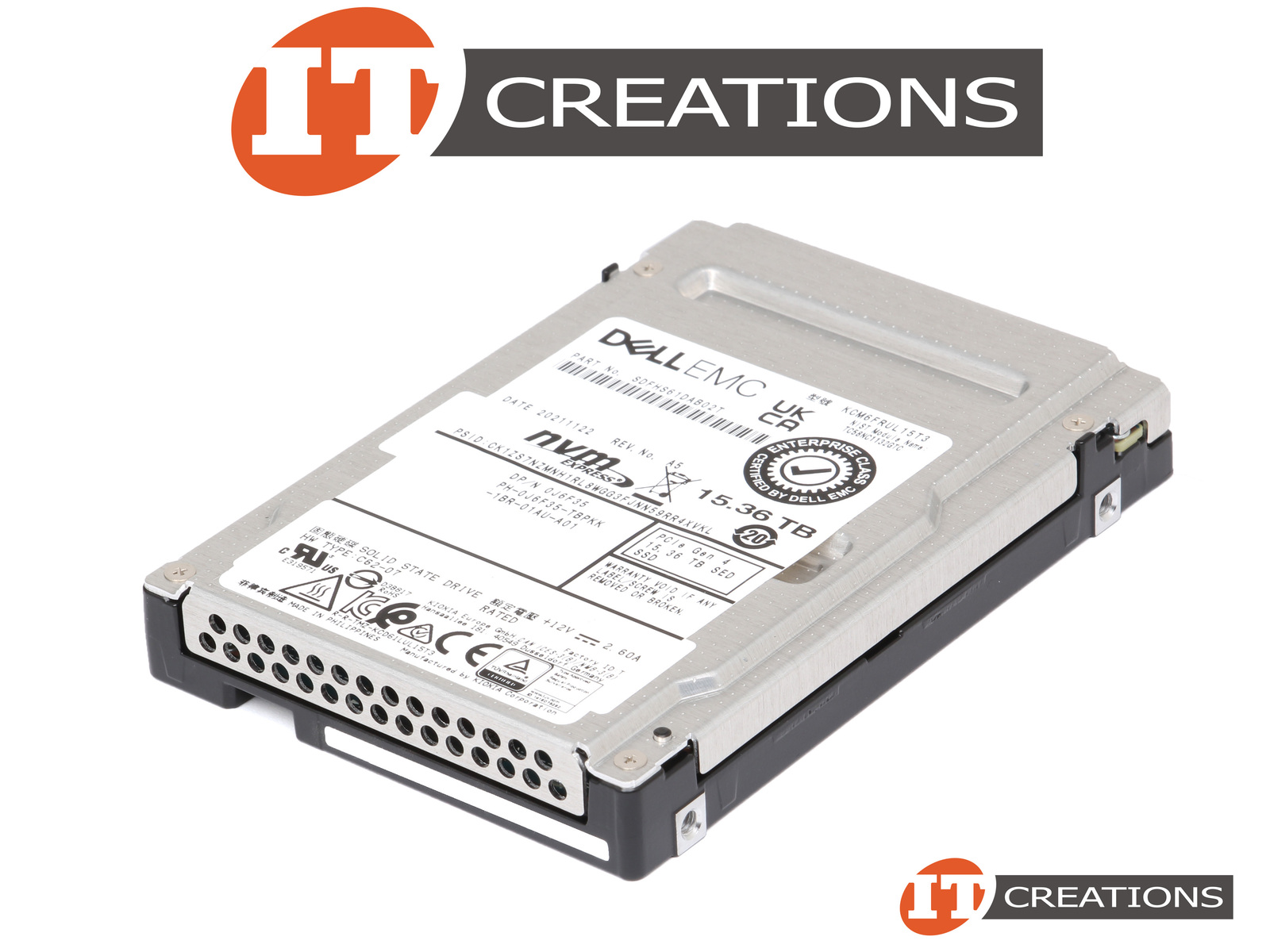 J6F35 - Refurbished - DELL EMC / Kioxia 15.36TB 94-Layer TLC PCIE 4.0 ...