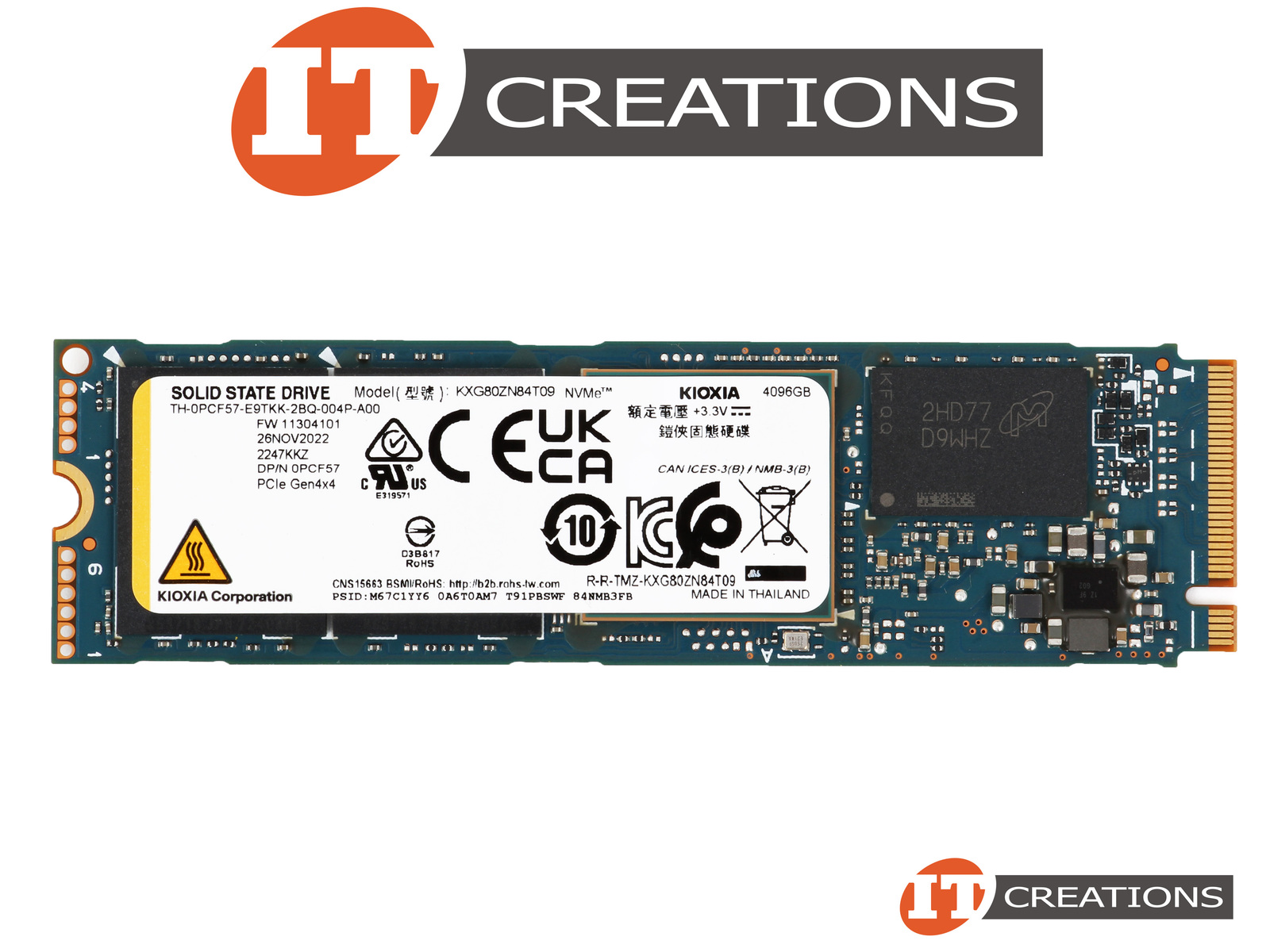 KXG80ZN84T09-DELL - Refurbished - DELL / Kioxia 4096GB 112-Layer TLC ...