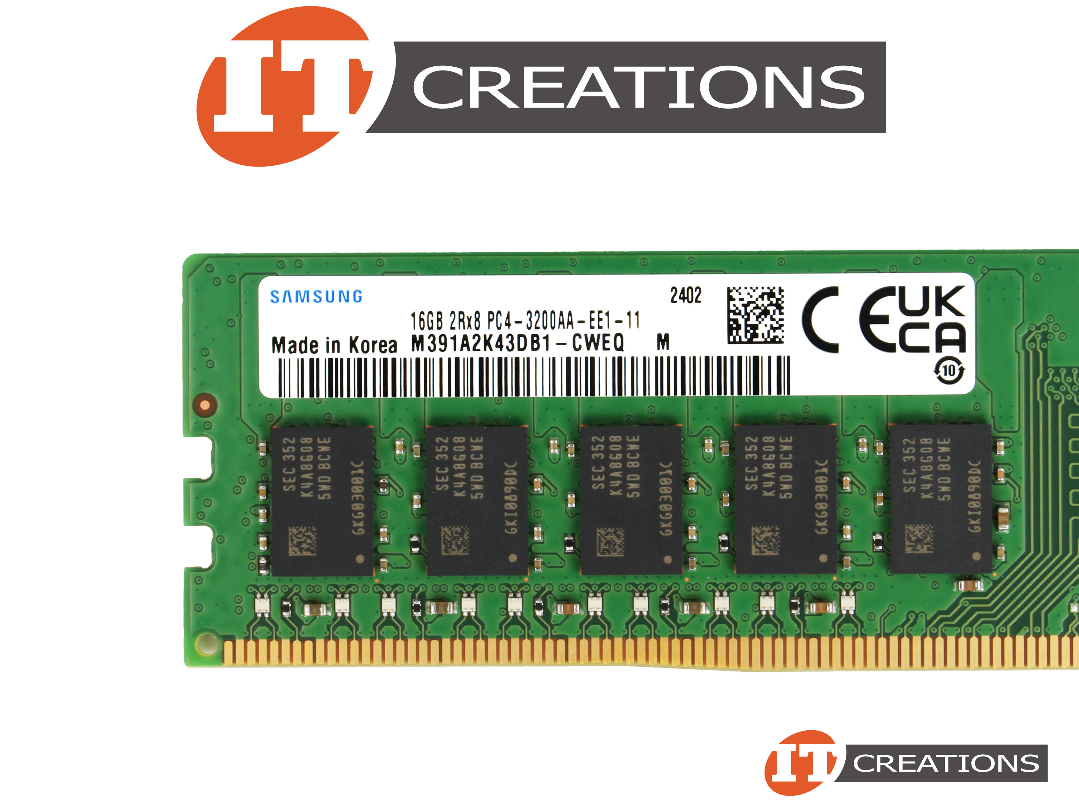 M391A2K43DB1-CWEQ Samsung 16GB PC4-25600aa-E DDR4-3200aa-E Unbuffered ...