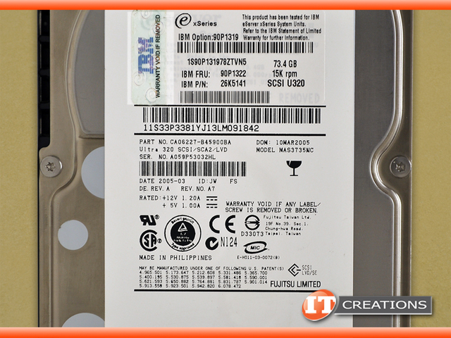 MAS3735NC-IBM FUJITSU 73GB 15K RPM 3.5 INCH SCSI HARD DRIVE (DUAL LABEL ...