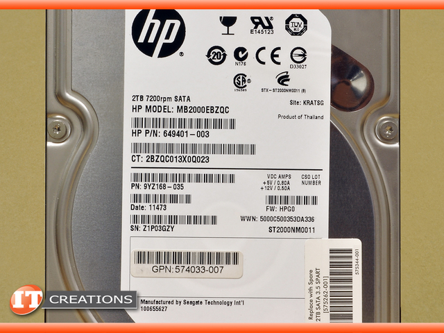MB2000EBZQC-HP HP 2TB 7.2k RPM SATA 3gb/s 64MB Cache 3.5 Inch Hard ...