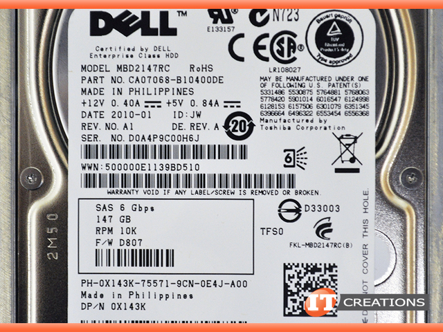 MBD2147RC TOSHIBA 146GB 10K RPM SAS 2.5 INCH HARD DRIVE
