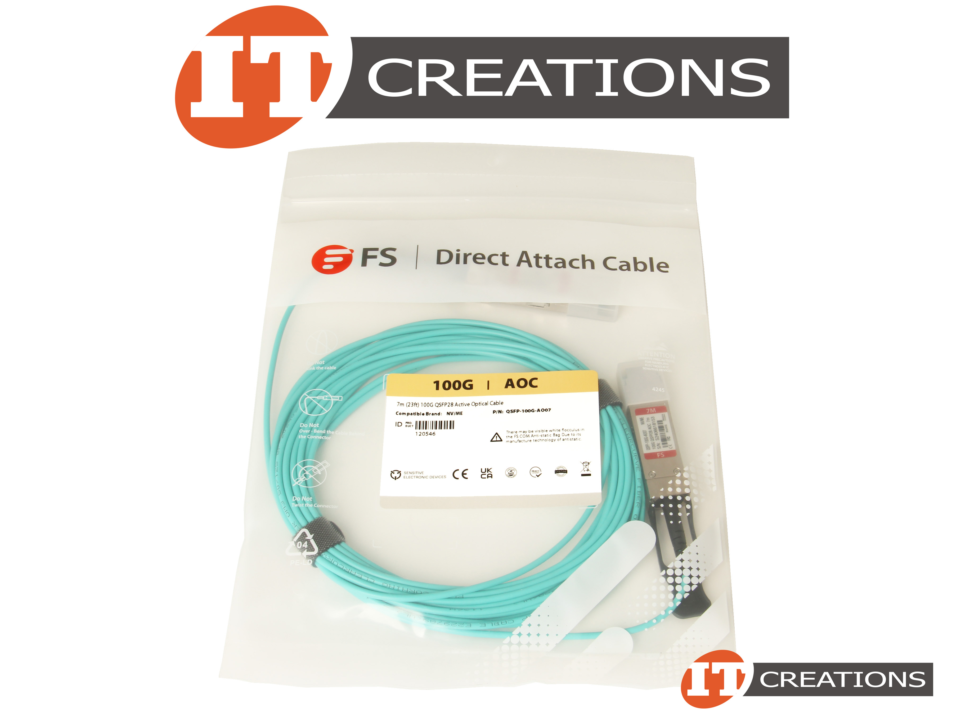 MFA1A00-C007 - New - Fiberstore / Nvidia / Mellanox 100gbe Qsfp28 Active 23ft Cable 23 FT ( 7M ...