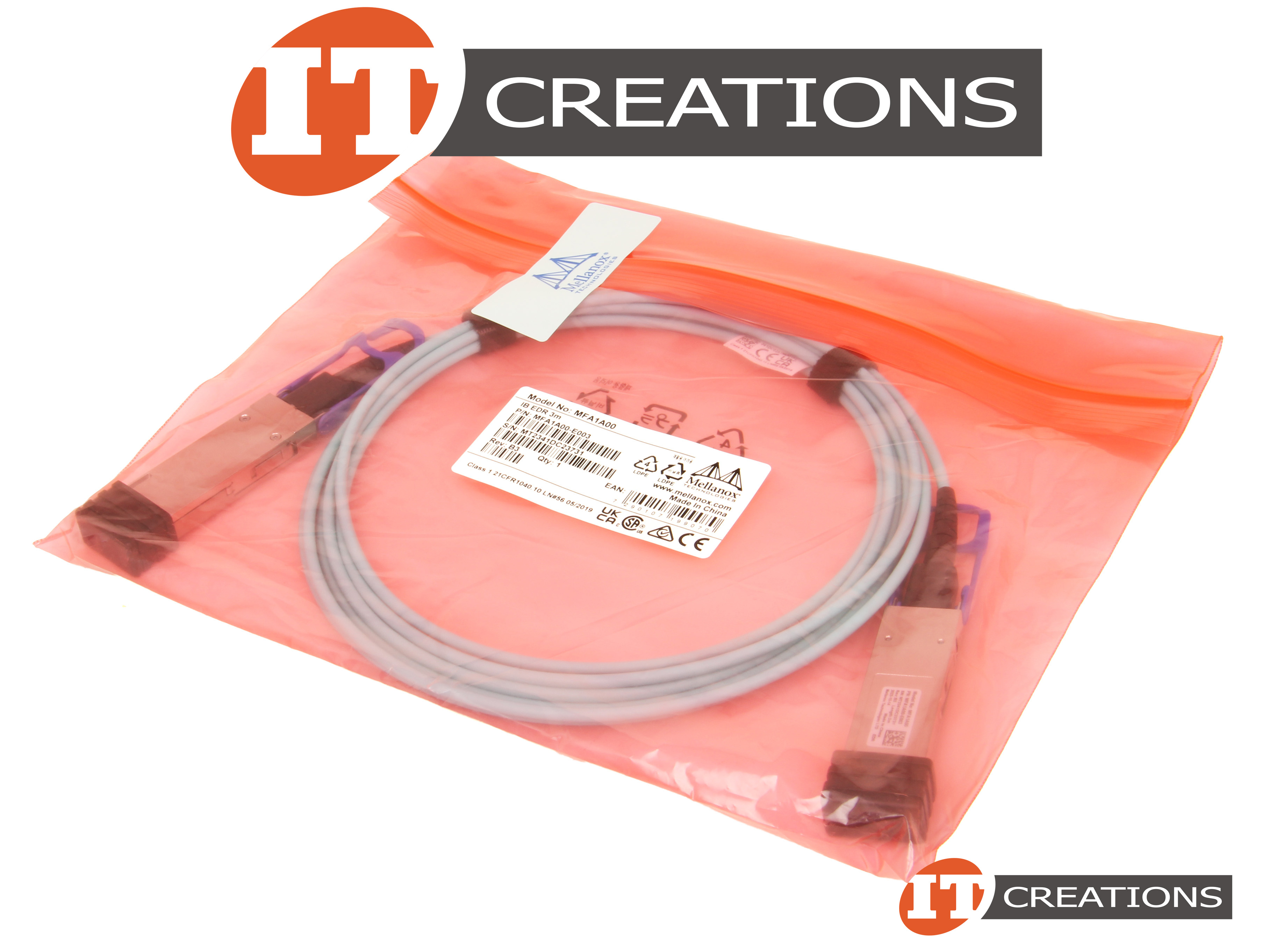 MFA1A00-E003 - New - Nvidia EDR 100gb/s IB Qsfp Active Fiber Cable ( Formerly Mellanox ) 3M ...