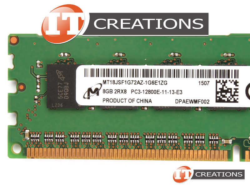 MT18JSF1G72AZ-1G6E1ZG HP / MICRON 8GB PC3-12800E DDR3-1600 UNBUFFERED ECC 2RX8 CL11 240 PIN 1.5V ...
