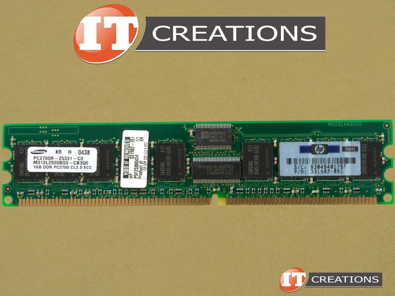 MT18VDDF12872G-335C3 HP / Micron 1GB PC-2700r DDR-333 Registered ECC Cl2.5 184 PIN Memory Module