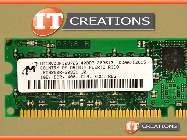 MT18VDDF12872G-40BD3 MICRON 1GB PC-3200R DDR-400 REGISTERED ECC CL3 184 PIN MEMORY MODULE
