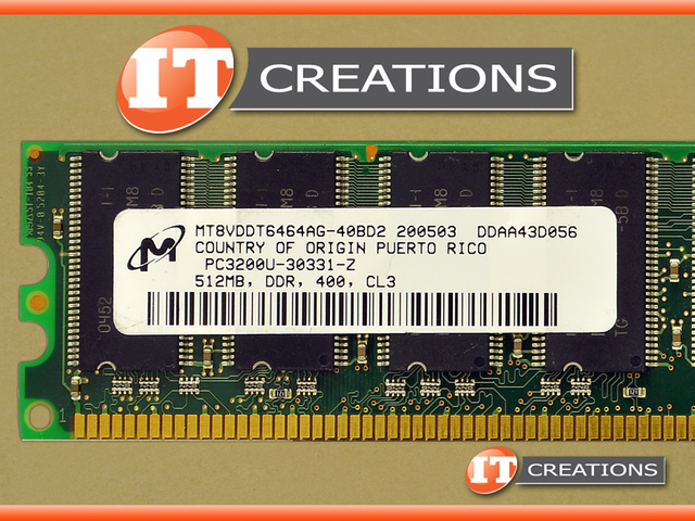 MT8VDDT6464AG-40BD2 MICRON 512MB PC-3200U UNBUFFERED ECC DDR-400 MEMORY ...