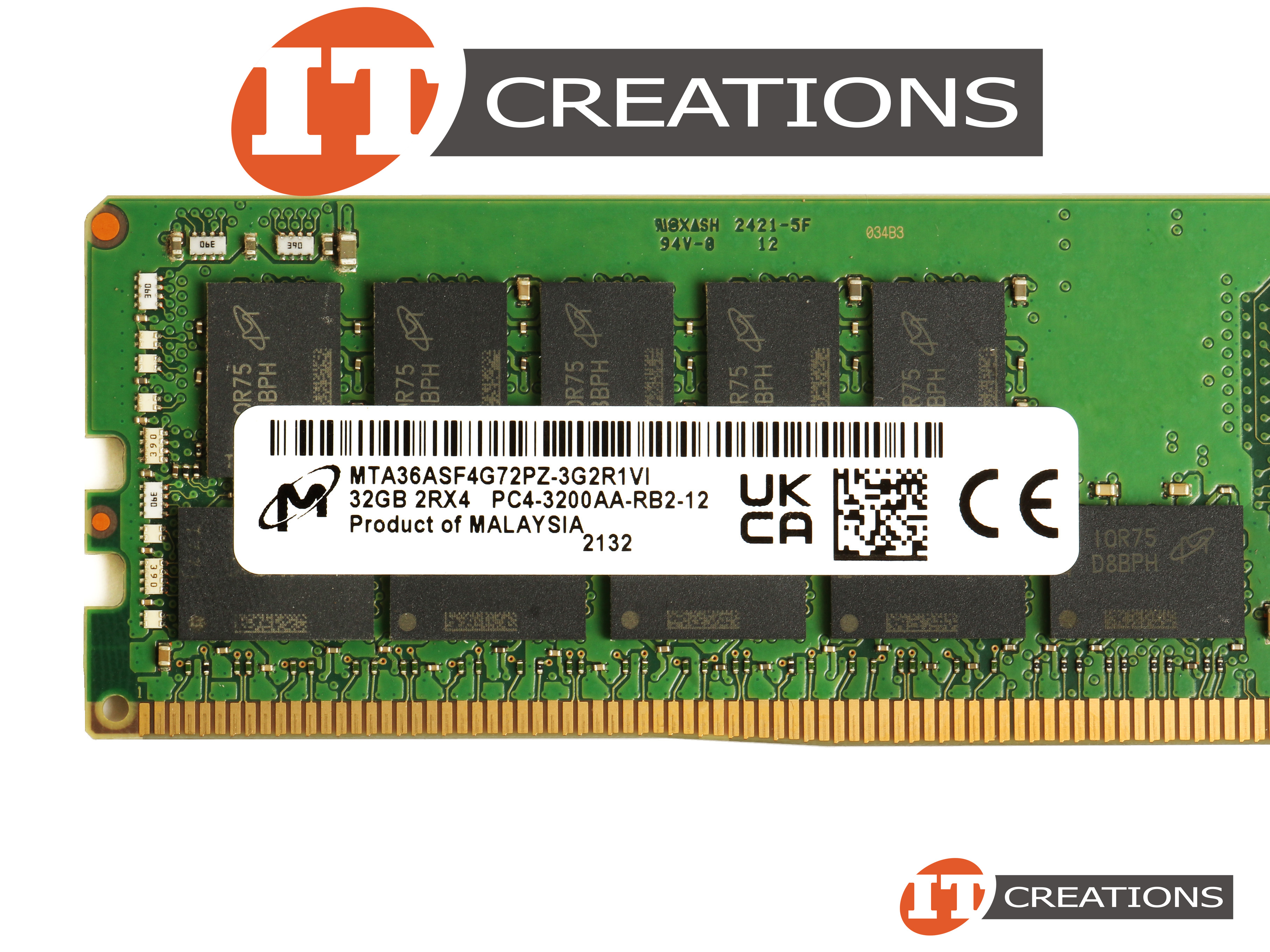MTA36ASF4G72PZ-3G2R1VI Micron 32GB PC4-25600 DDR4-3200aa-R Registered ...