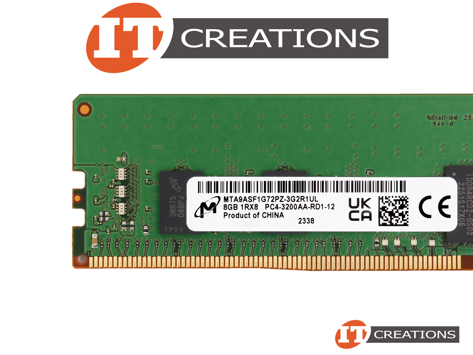 MTA9ASF1G72PZ-3G2R1UL Micron 8GB PC4-25600aa-R DDR4-3200aa-R Registered ...