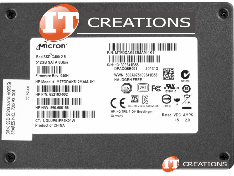 MTFDDAK512MAM-1K1-HP - Used - HP / Micron 512GB MLC SATA III 2.5 Inch ...