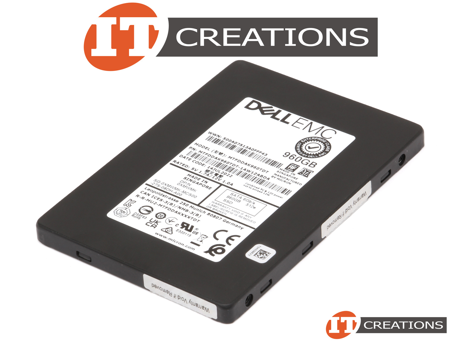 MTFDDAK960TDT-1AW1ZABDA-DELL - Refurbished - DELL EMC / Micron 960GB 96 ...