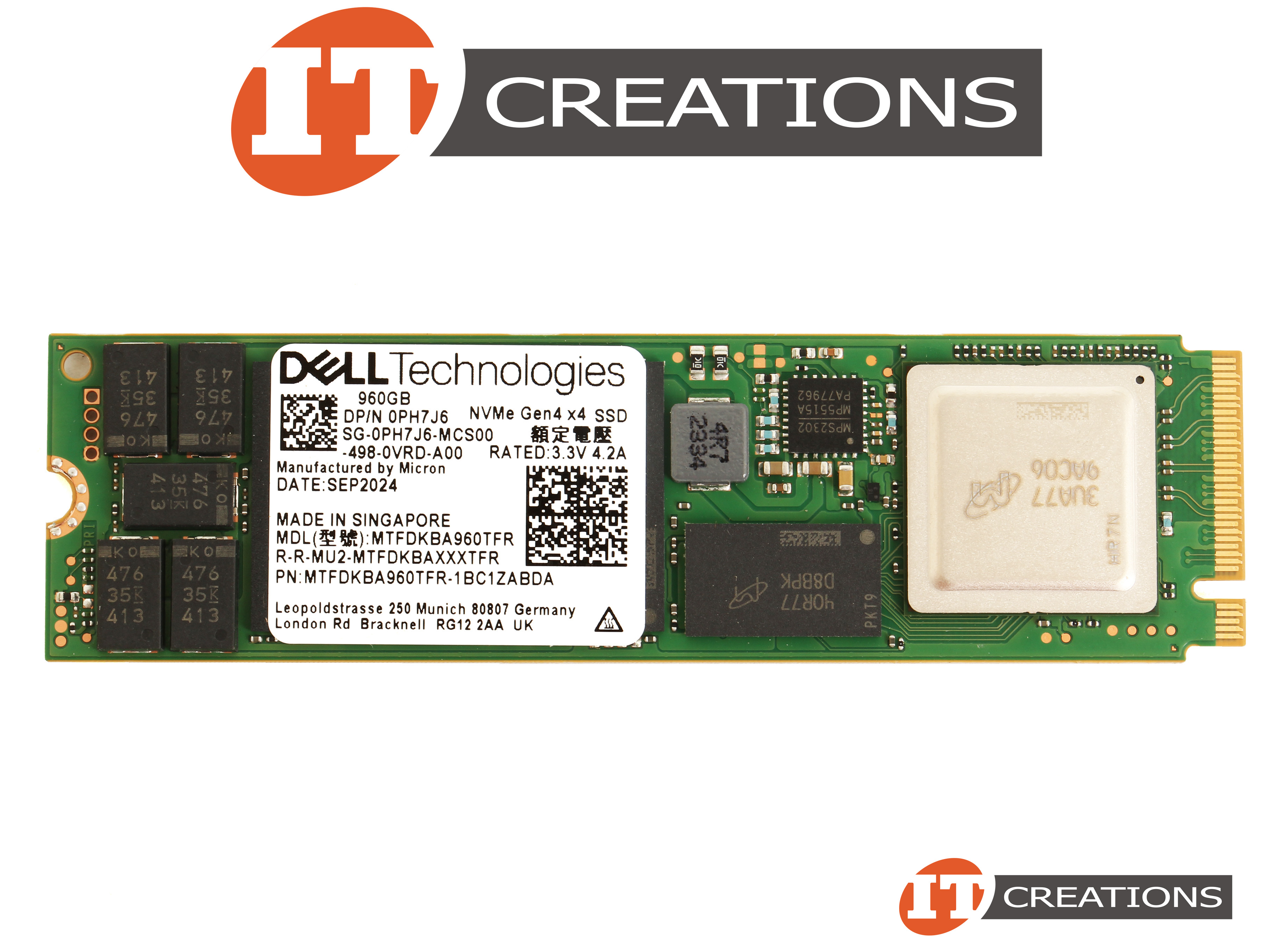 MTFDKBA960TFR-1BC1ZABDA-DELL - New Other - DELL / Micron 960GB TLC PCIE ...