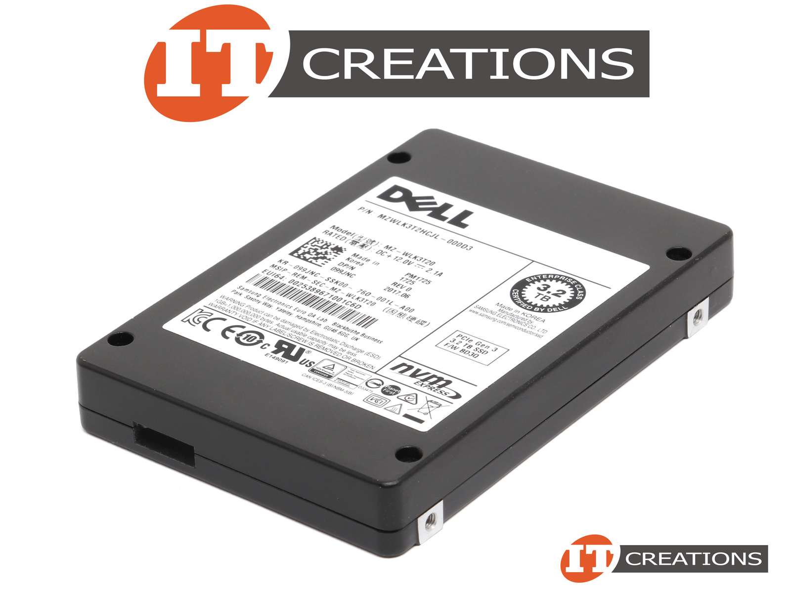 MZWLK3T2HCJL-000D3-DELL - Used - DELL / Samsung 3.2TB PCIE Gen3 X4 NVME ...