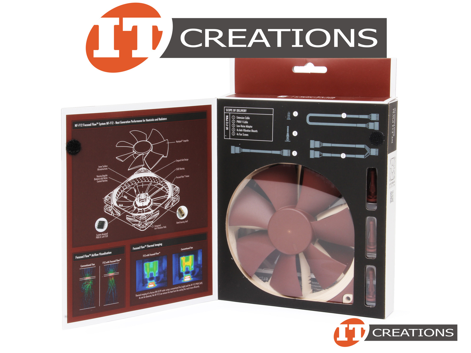 NF-F12 PWM-NEW - New - Noctua NF-F12 PWM FAN 120mm X 120mm X 25mm 4 PIN ...