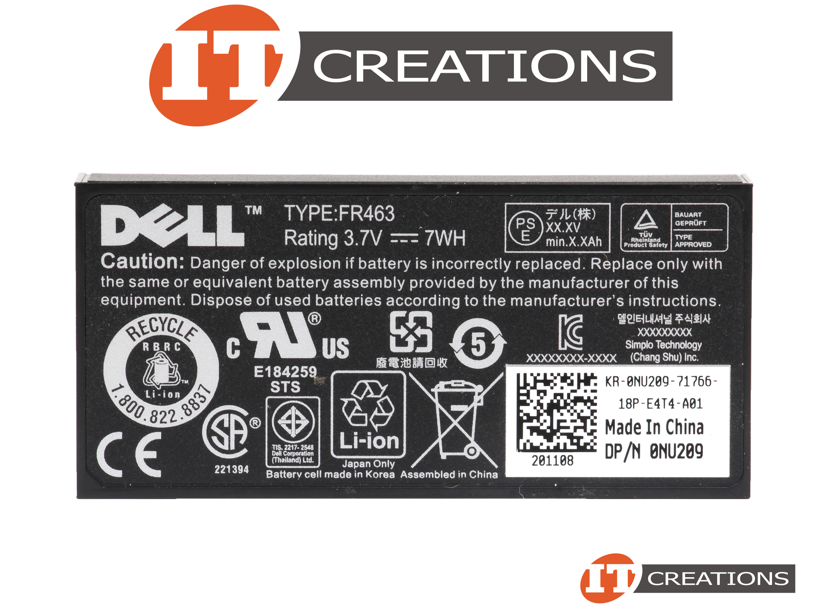 NU209 - New - DELL BATTERY FOR DELL PERC H700 / 5/I 6/I CONTROLLER