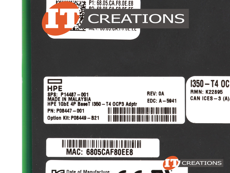 P08449-B21 HP / Intel I350-T4 OCP 3.0 1gbase-T Quad Port Ocp3 Mezzanine ...