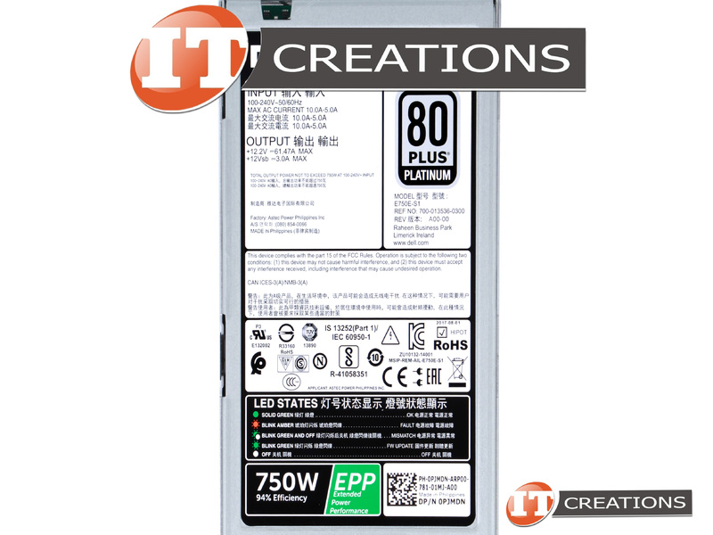 PJMDN DELL Power Supply 750w Input 100-240v 50-60hz 10.0-5.0a 80 Plus ...