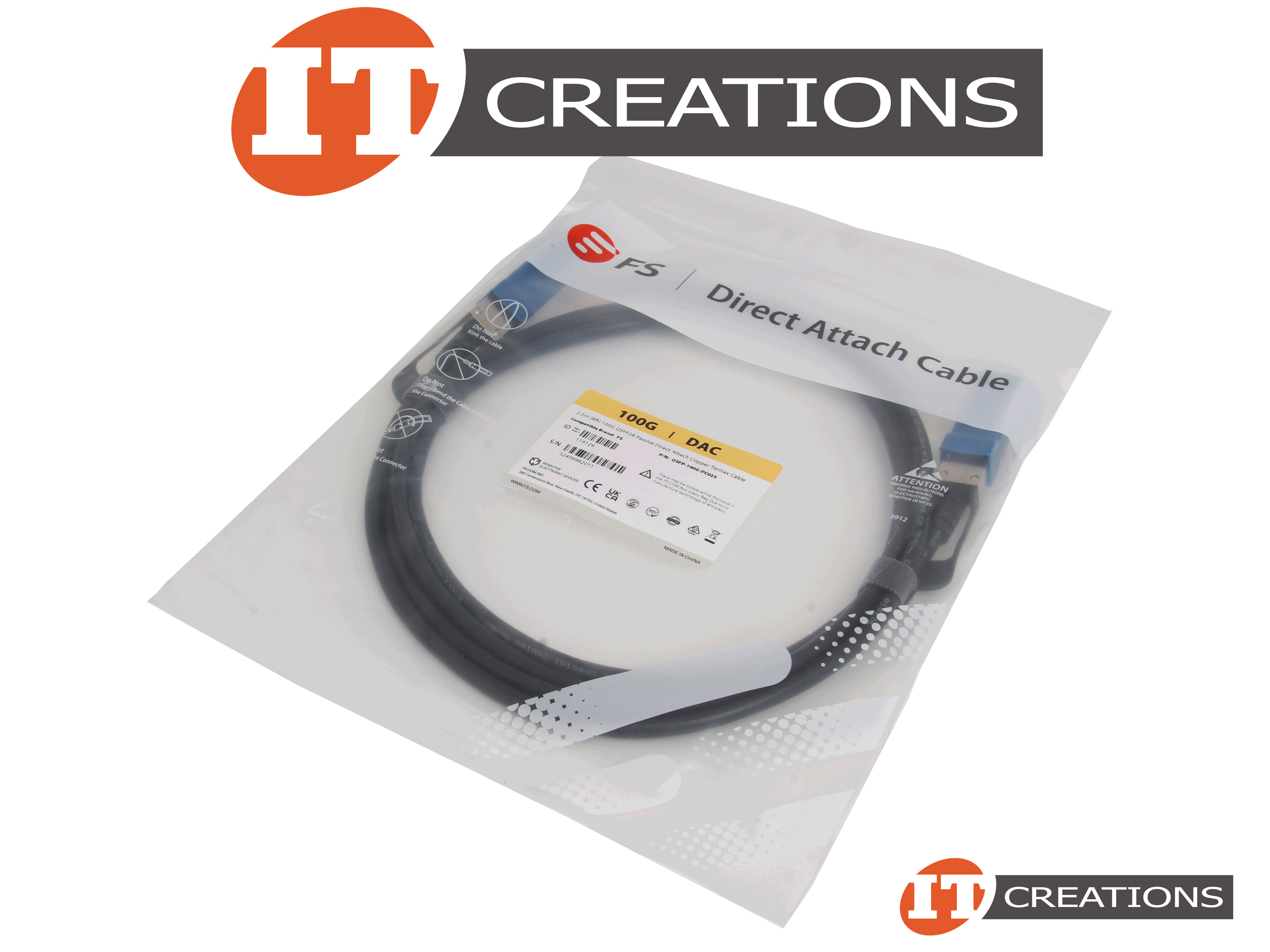 QSFP-100G-PC025 Fiberstore 100GB Qsfp28 Passive Direct Attach Copper ...