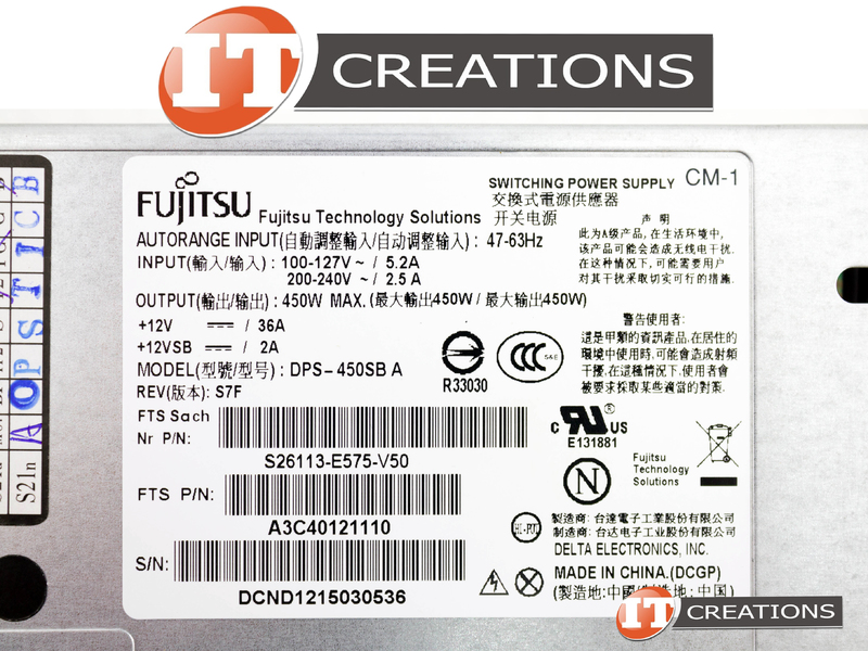 S26113-E575 FUJITSU POWER SUPPLY 450W HOT PLUG FOR FUJITSU PRIMERGY ...